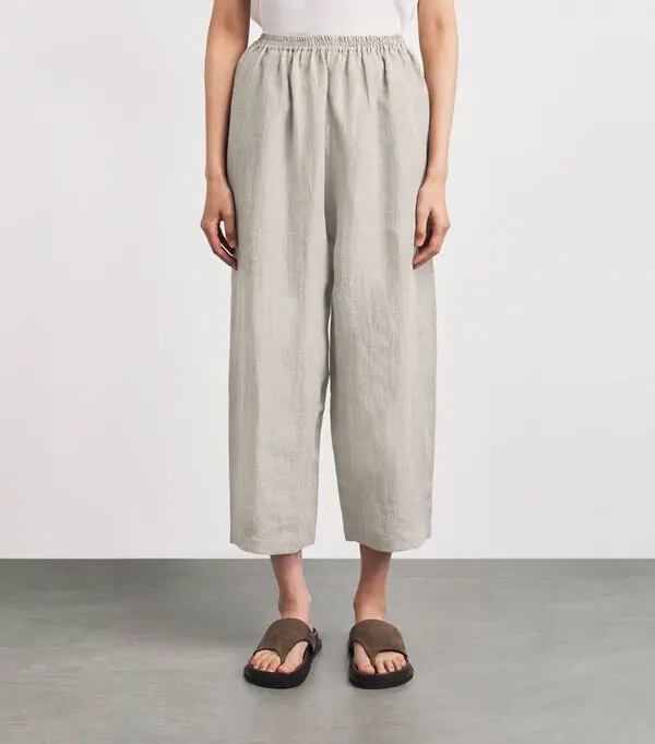 Eskandar Linen-blend Wide Leg Trousers - Neutral