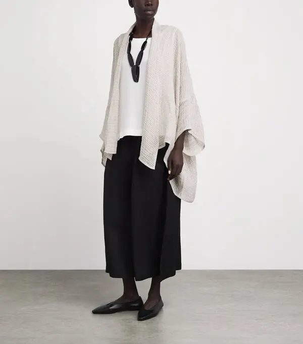 Eskandar Linen Wide-knit Shawl Cardigan