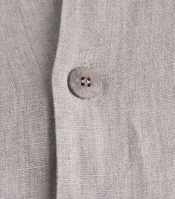 Eskandar Linen Mandarin Collar Wide Longline Jacket - Grey