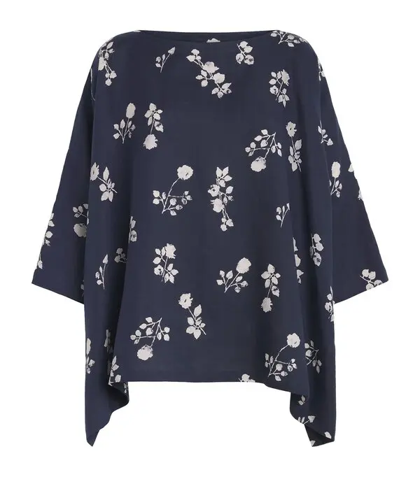 Eskandar Linen Floral Boatneck Blouse
