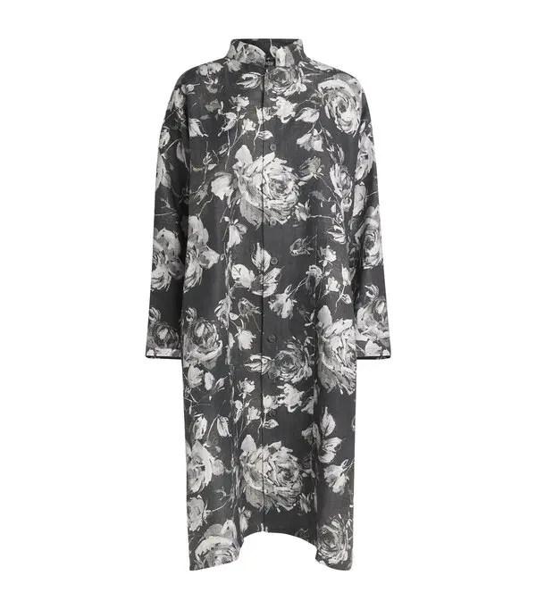 Eskandar Linen A-line Floral Print Jacket
