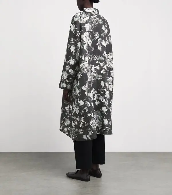 Eskandar Linen A-line Floral Print Jacket