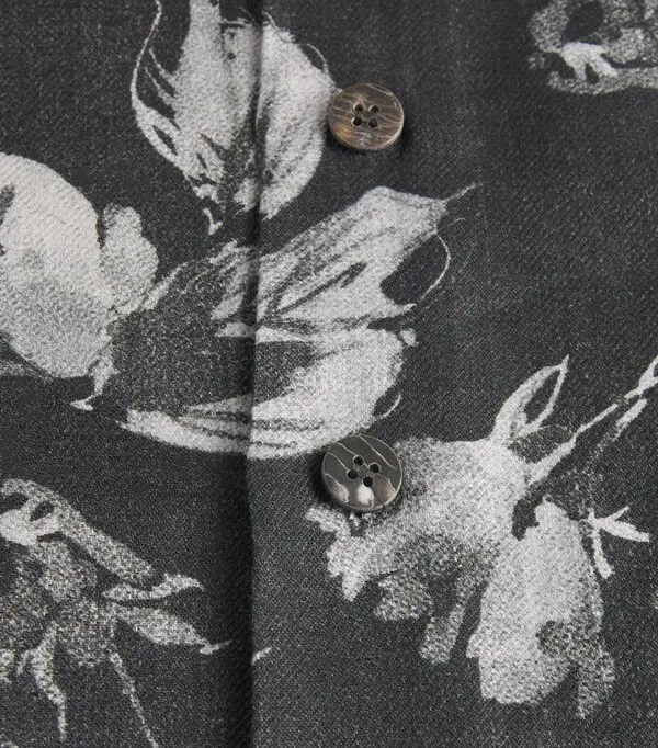Eskandar Linen A-line Floral Print Jacket