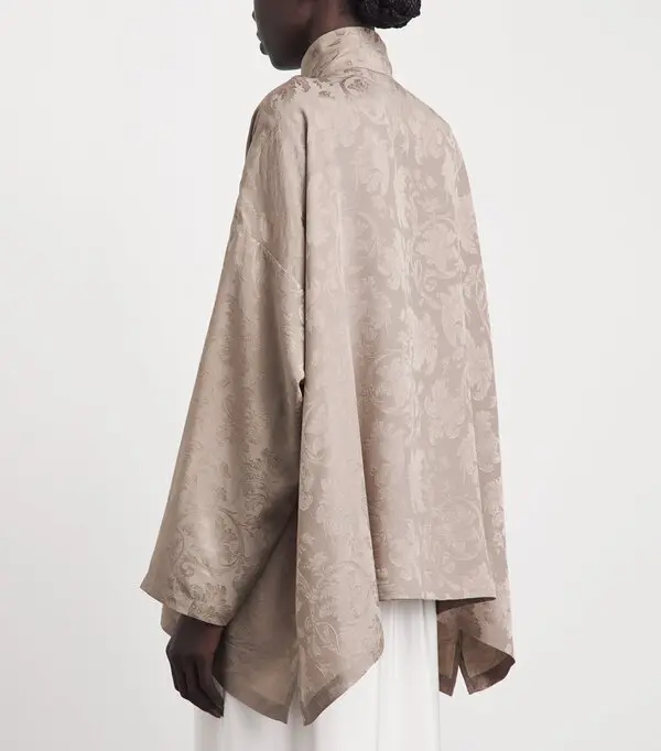 Eskandar Silk Jacquard Mandarin Collar Shirt