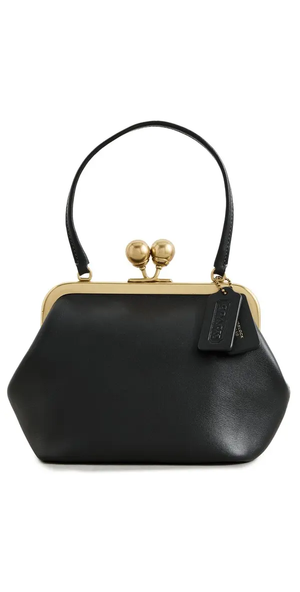 COACH Glovetanned Leather Kisslock Frame Bag - Black