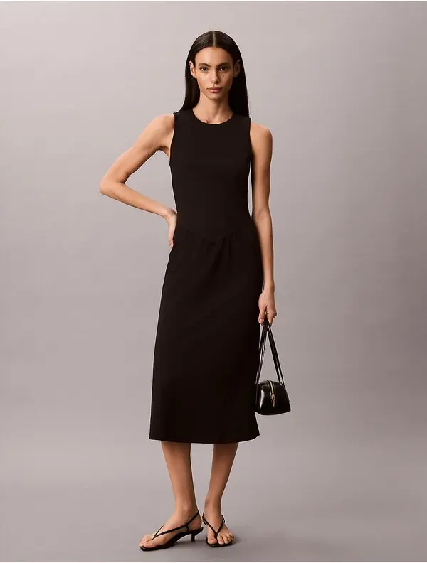 Calvin Klein Flared Midi Dress - Black