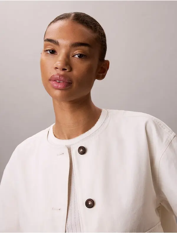 Calvin Klein Cotton Canvas Cropped Jacket - Tofu