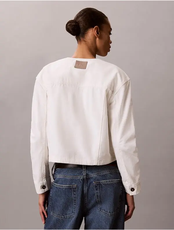 Calvin Klein Cotton Canvas Cropped Jacket - Tofu