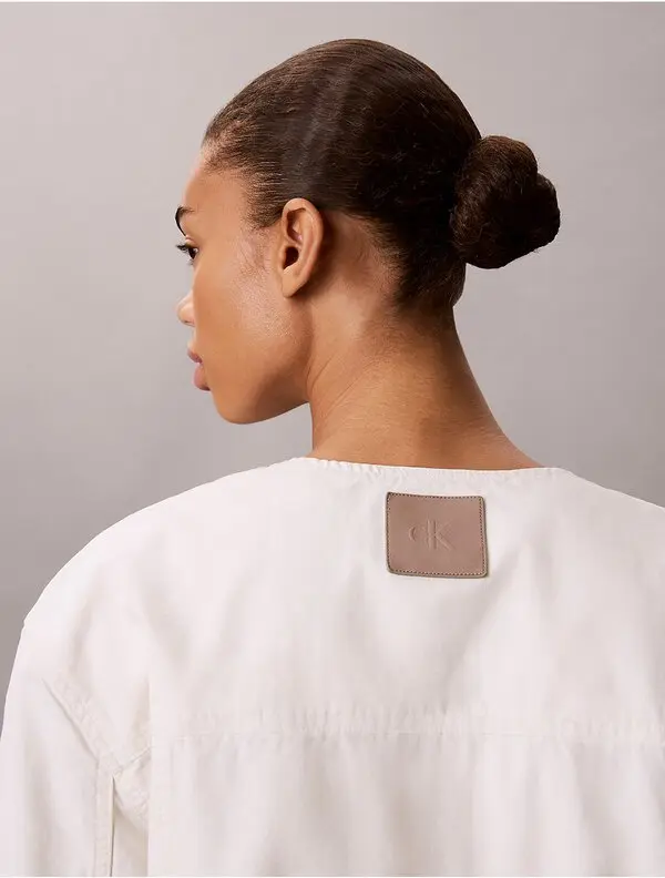 Calvin Klein Cotton Canvas Cropped Jacket - Tofu