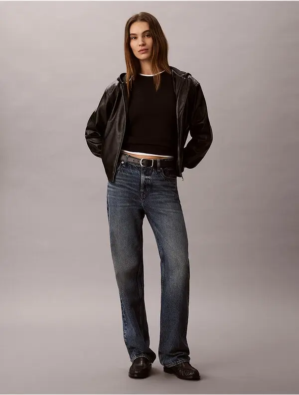 Calvin Klein Faux Leather Hooded Jacket