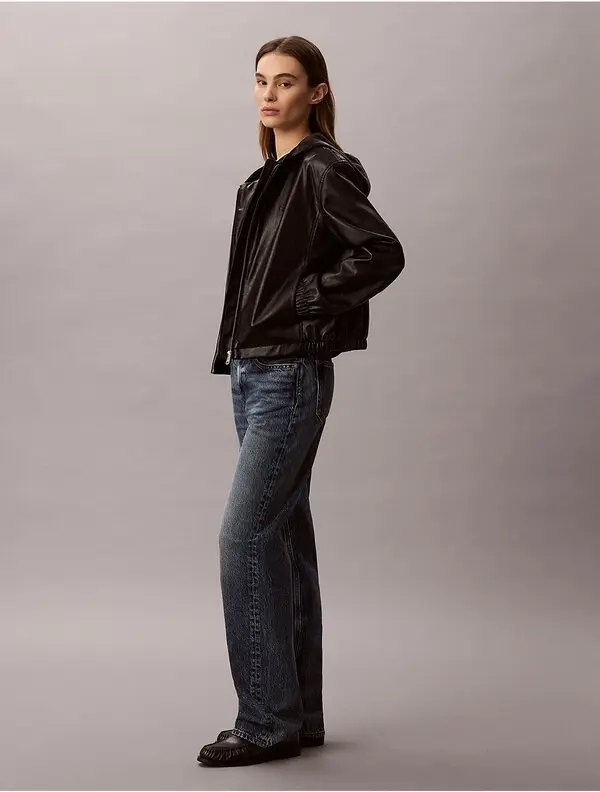 Calvin Klein Faux Leather Hooded Jacket