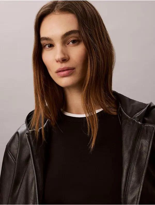 Calvin Klein Faux Leather Hooded Jacket