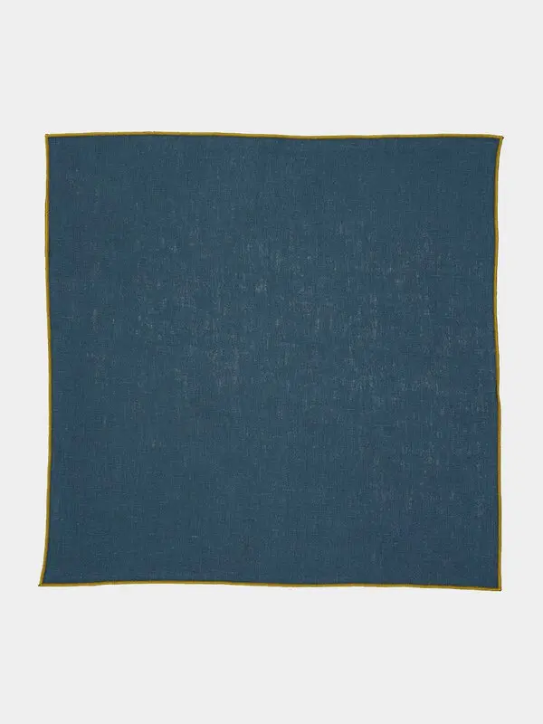 Borgo Delle Tovaglie Linen Napkin With Cord Embroidery - Blue
