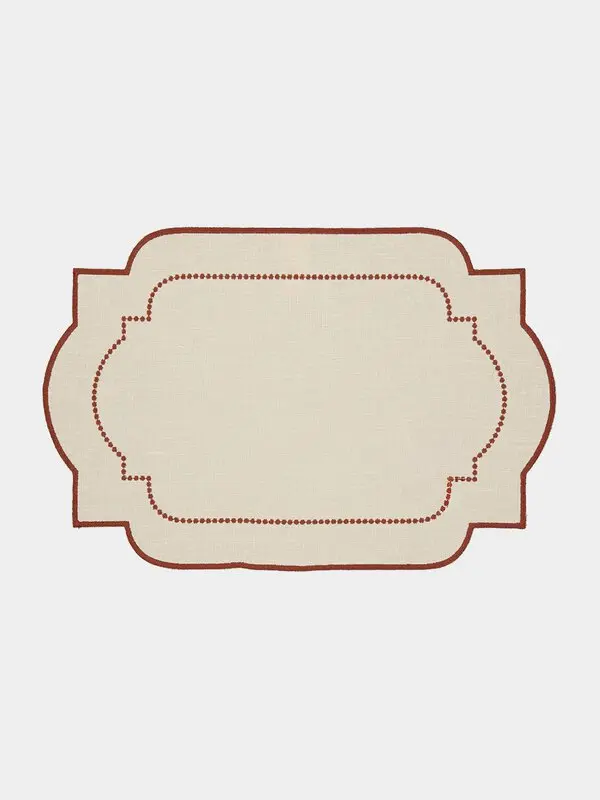 BORGO DELLE TOVAGLIE Adele Linen Placemat In Sea Salt And Terracotta - Red