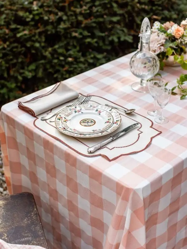 Borgo Delle Tovaglie Adele Linen Placemat In Sea Salt And Terracotta - Red