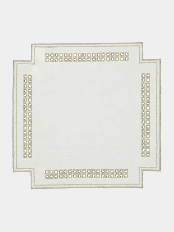 Borgo Delle Tovaglie Erica Linen Placemat With Contrasting Embroidery - Beige
