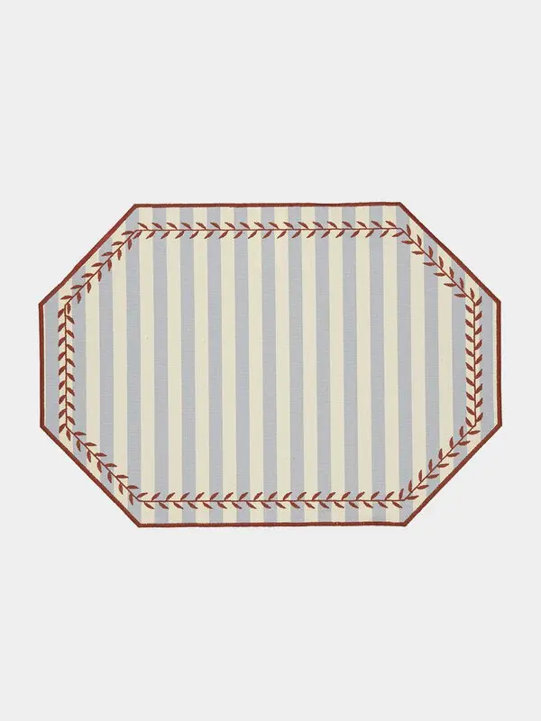 Borgo Delle Tovaglie Lauro Cotton Placemat In Capri Stripe And Terracotta - Blue