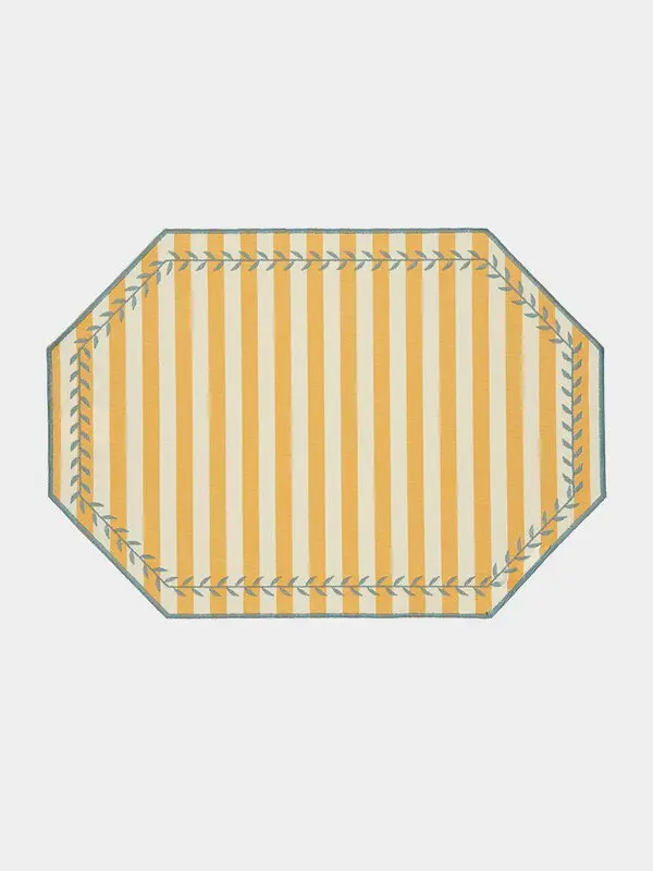 Borgo Delle Tovaglie Lauro Cotton Placemat In Capri Stripe Pumpkin And Dolphin - Orange