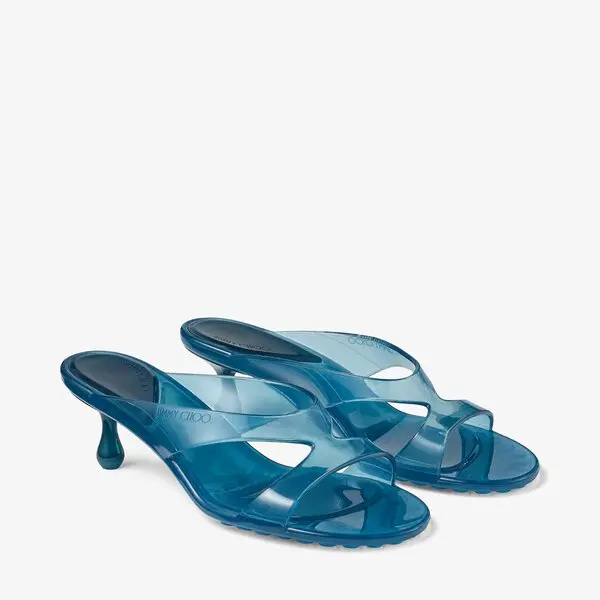 JIMMY CHOO Jelly Drop 50 Mule Sandals - Light Lagoon