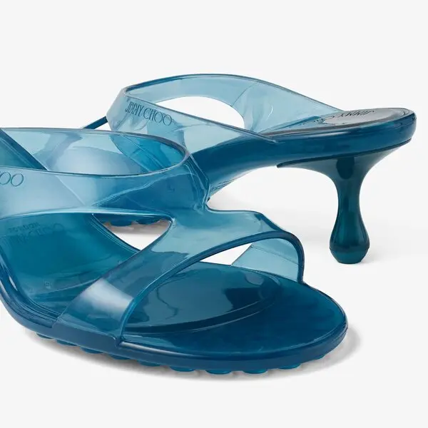JIMMY CHOO Jelly Drop 50 Mule Sandals - Light Lagoon