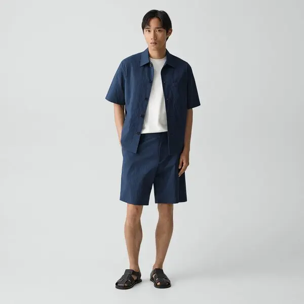 Theory Textured Recycled Nylon Drawstring Shorts - Nocturne Navy