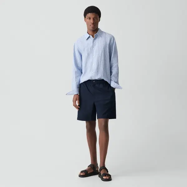Theory Pull-on Shorts In Moonsoft Cotton Twill - Baltic