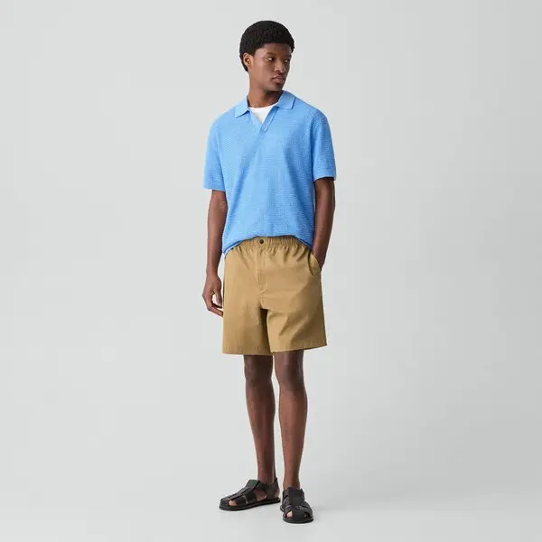 Theory Pull-on Shorts In Moonsoft Cotton Twill - Fresh Khaki