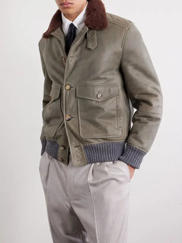 Brunello Cucinelli Shearling Bomber Jacket