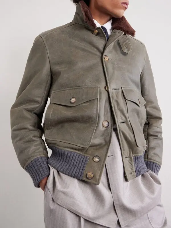 Brunello Cucinelli Shearling Bomber Jacket
