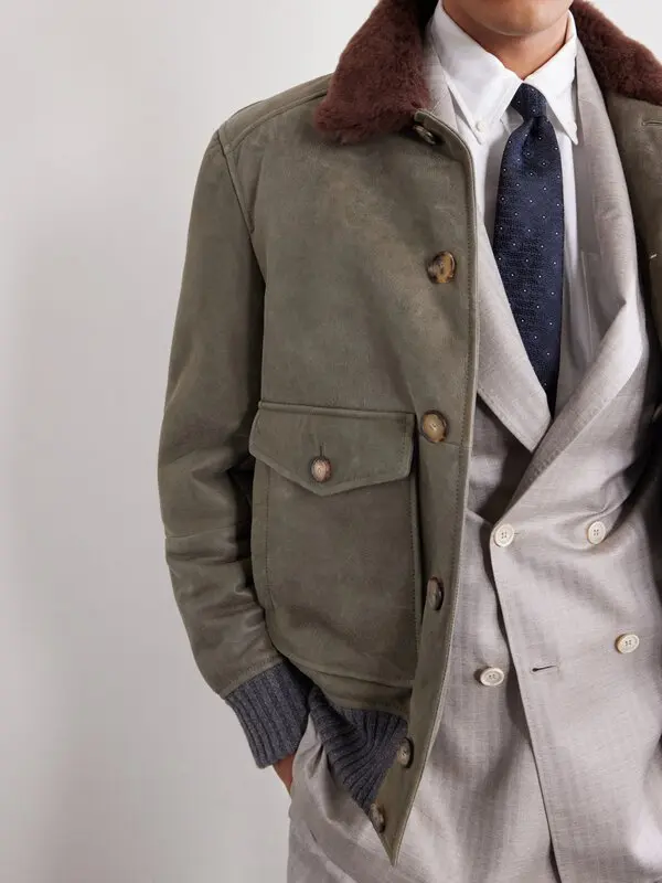 Brunello Cucinelli Shearling Bomber Jacket