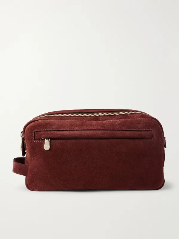 Brunello Cucinelli Suede Wash Bag - Burgundy