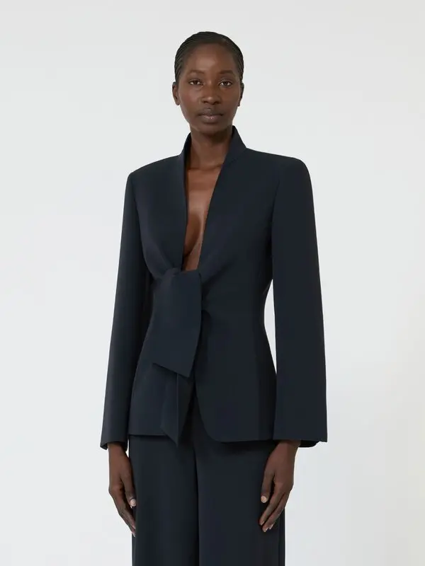 Max Mara Cady Jacket With Sash Tie Detail - Midnightblue