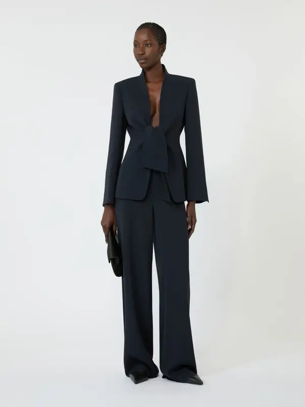 Max Mara Cady Jacket With Sash Tie Detail - Midnightblue
