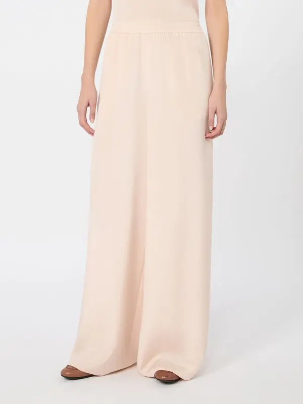 Max Mara Relaxed Fit Heavy Silk Wide-leg Trousers With Monogram Detail