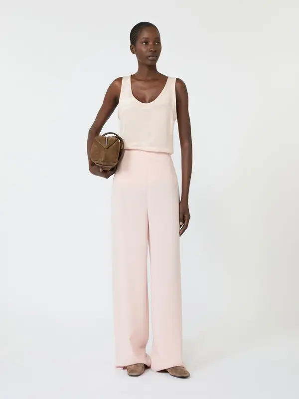Max Mara Silk Crepe De Chine Sleeveless Top With Monogram Detail - Pink