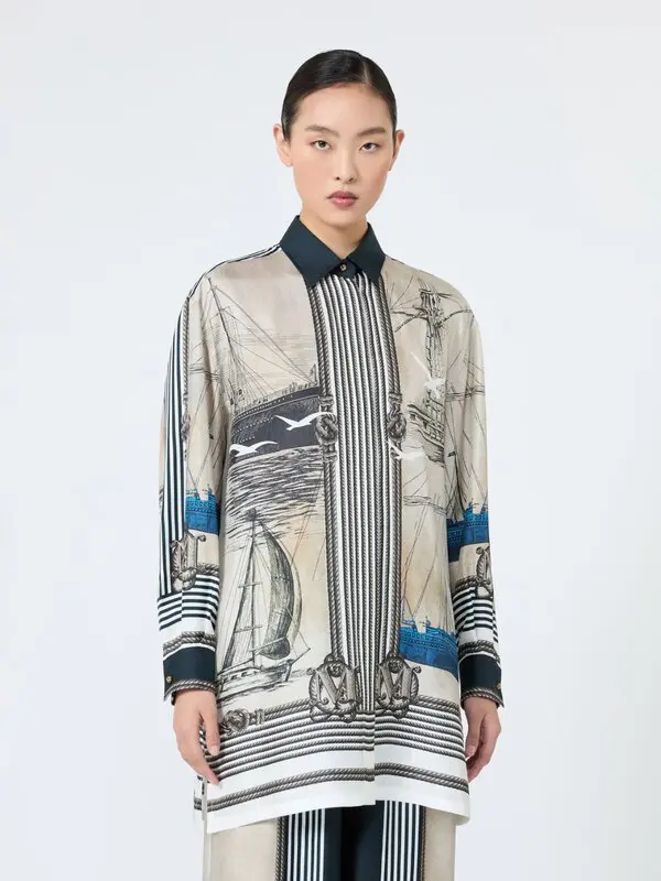 Max Mara Oversized Printed Silk Shirt