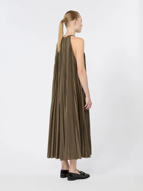 Max Mara Sleeveless Plissé-pleated Taffeta Maxi Dress