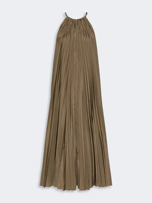 Max Mara Sleeveless Plissé-pleated Taffeta Maxi Dress