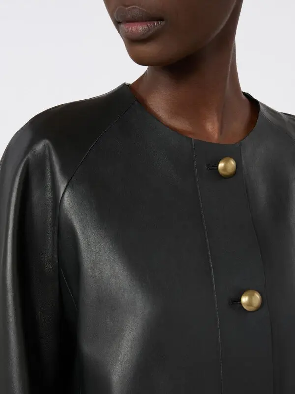 Max Mara Nappa Leather Crew-neck Jacket