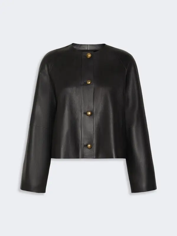 Max Mara Nappa Leather Crew-neck Jacket