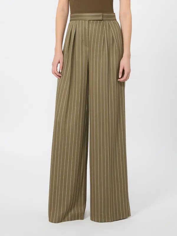 Max Mara Pinstriped Viscose And Wool Jersey Wide-leg Trousers
