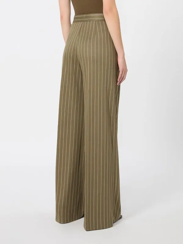 Max Mara Pinstriped Viscose And Wool Jersey Wide-leg Trousers