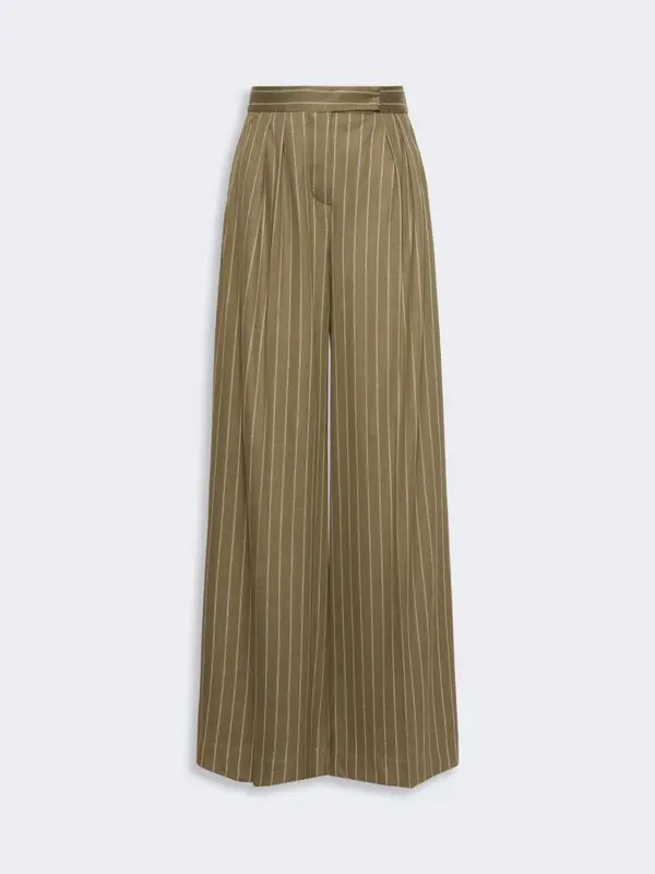 Max Mara Pinstriped Viscose And Wool Jersey Wide-leg Trousers