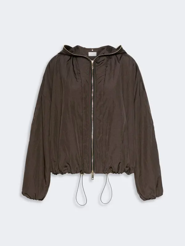 Max Mara Short Crinkled Fabric Raincoat - Dark Brown