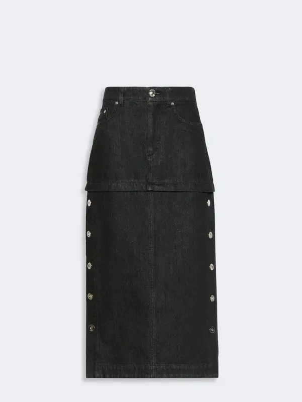 Max Mara Straight-fit Denim Skirt With 2-in-1 Effect - Black