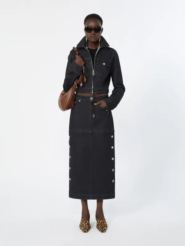 Max Mara Straight-fit Denim Skirt With 2-in-1 Effect