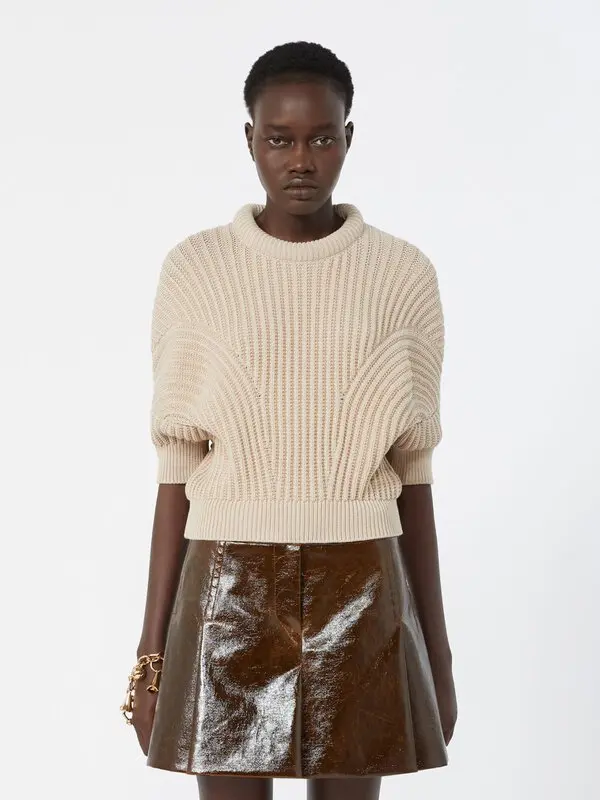 Max Mara Sunburst Patterned Cotton-blend Crew Neck Sweater