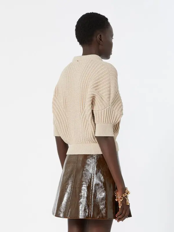 Max Mara Sunburst Patterned Cotton-blend Crew Neck Sweater