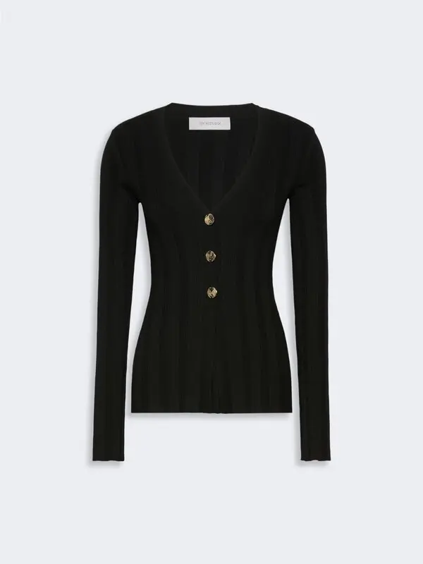 Max Mara Slim-fit Rib-knit Viscose Cardigan With V-neckline
