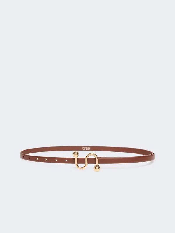 Max Mara Leather Skinny Belt With S-shaped Buckle